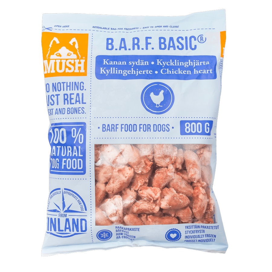 Mush Barf Basic Kanan sydän 800 g - Dogsport.fi verkkokauppa